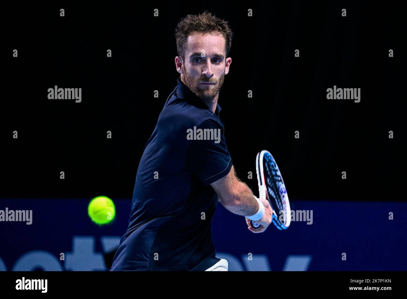 French Constant Lestienne pictured in action during the men's singles ...