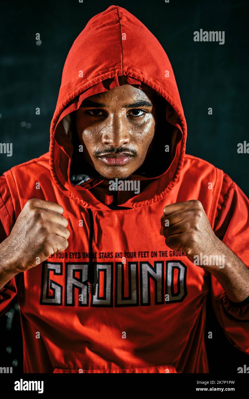 Belgian boxer Ibrahima Diallo poses for photographer during a boxing ...