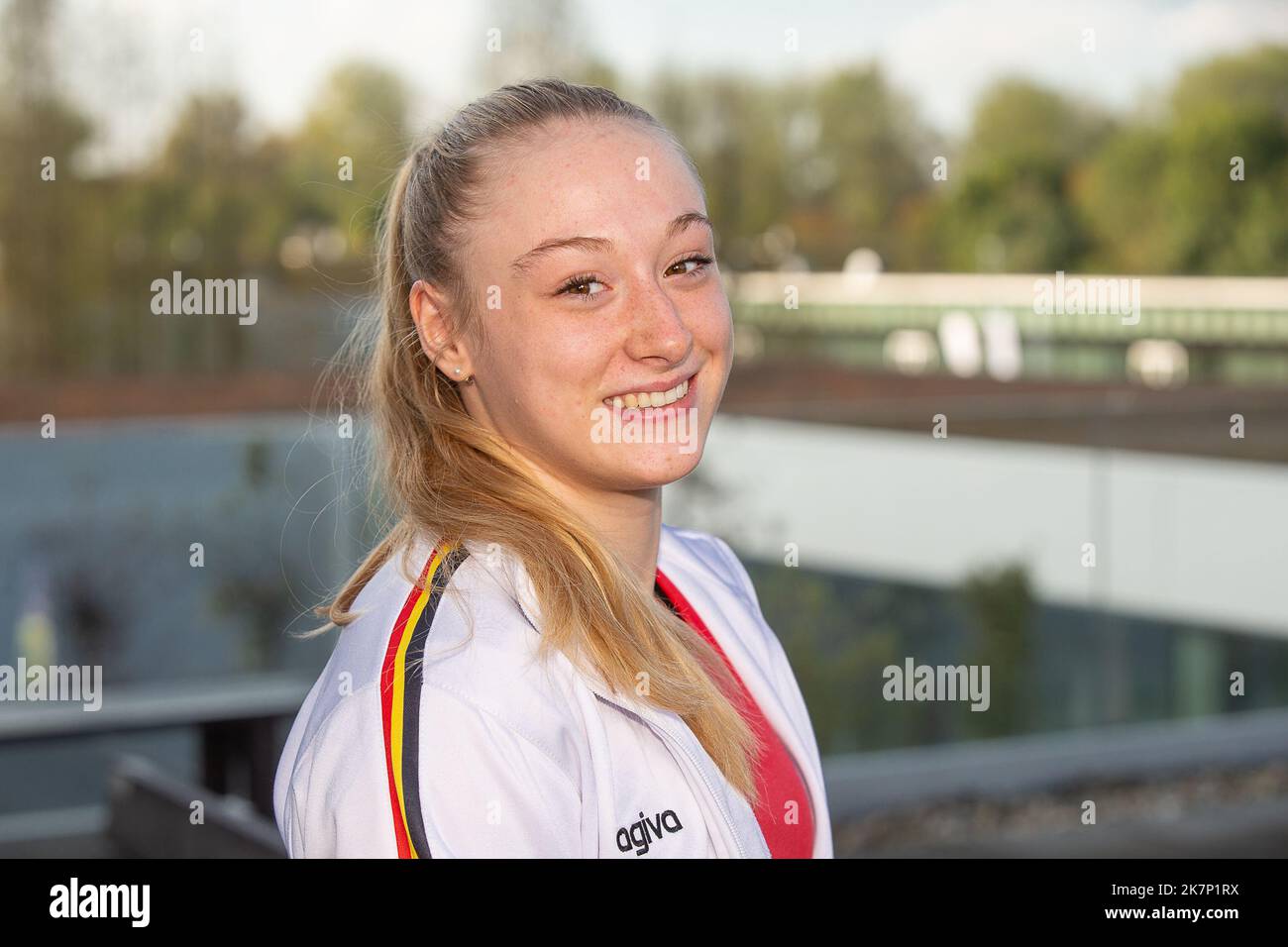 Belgian Lisa Vaelen poses for the photographer during a press ...
