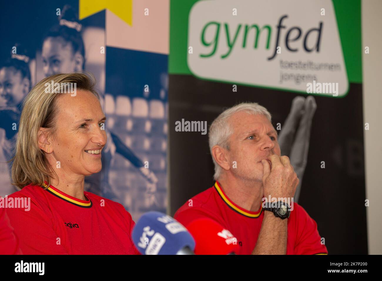 Belgian gymnastic coach Marjorie Heuls and Belgian gymnastic coach Yves ...