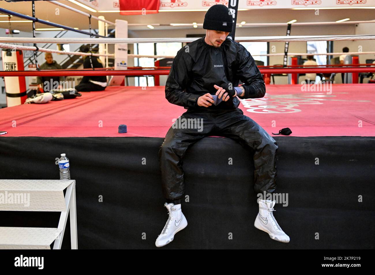 Belgian boxer Antoine Vanackere pictured during a boxing training ...