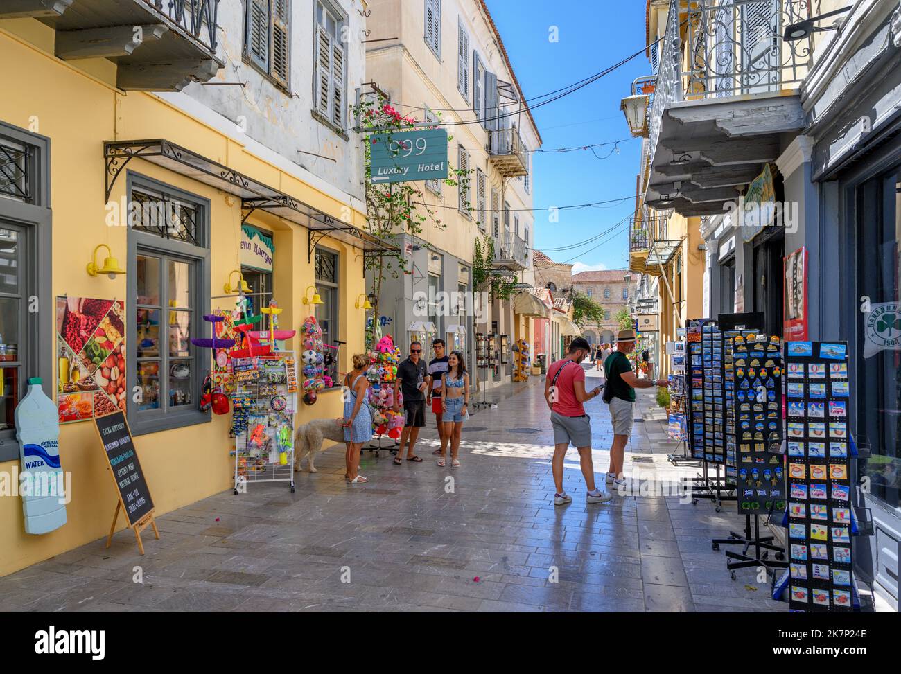 Street in the old town centre, Nafplio (Nafplion), Peloponnese, Greece ...