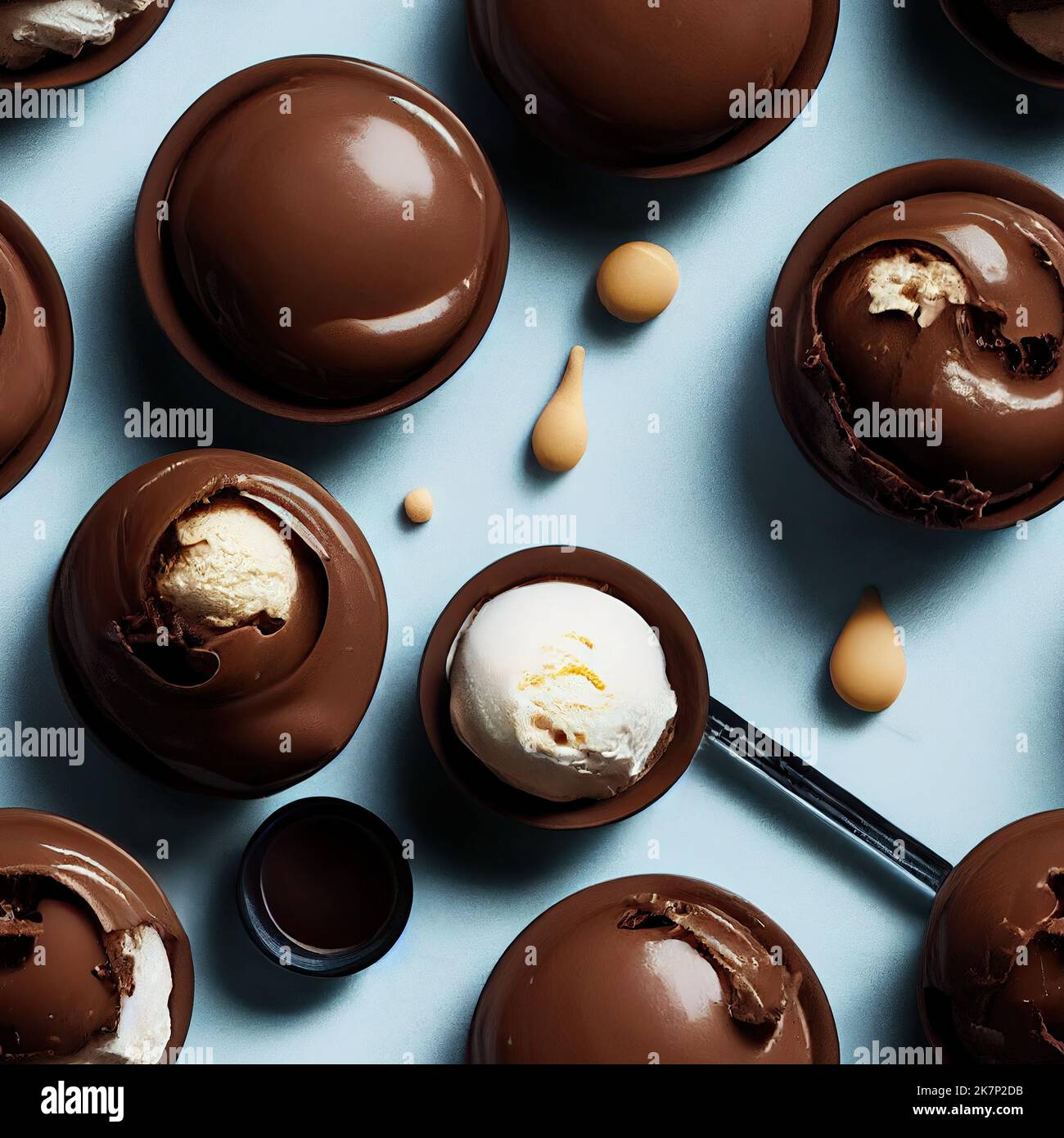 chocolate cream puff ice-cream on seamless texture background. The ...