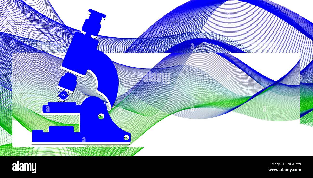 2d rendering virus testing Microscope with medicine bottle Stock Photo ...