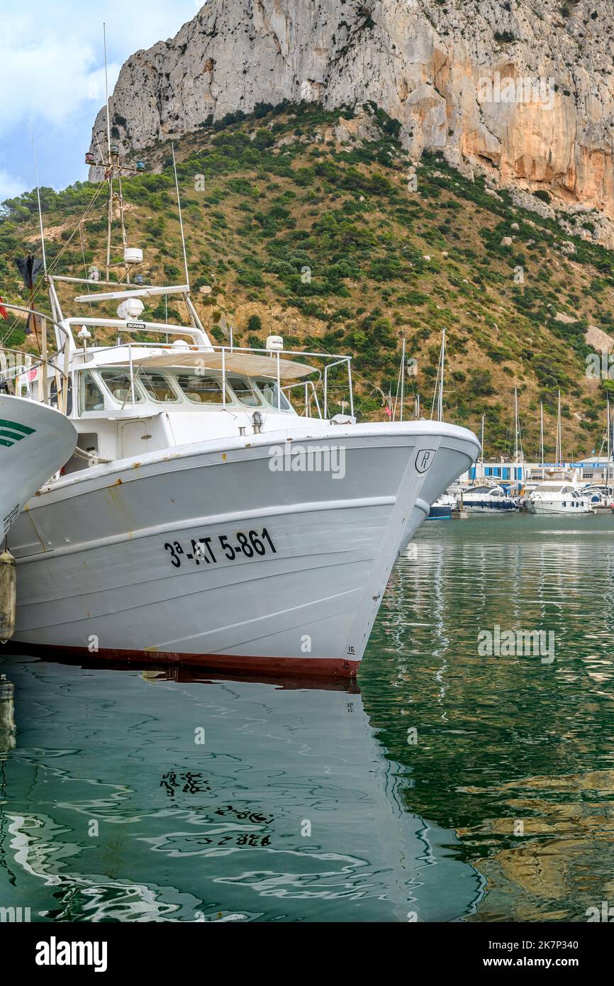 Boats and yachts in the quiet, pretty marina and port at Calpe (also ...