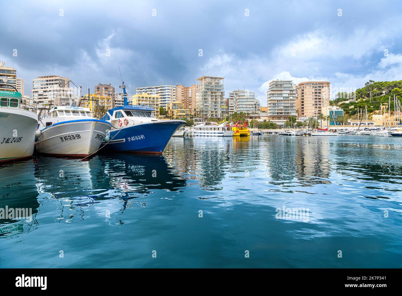 Boats and yachts in the quiet, pretty marina and port at Calpe (also ...