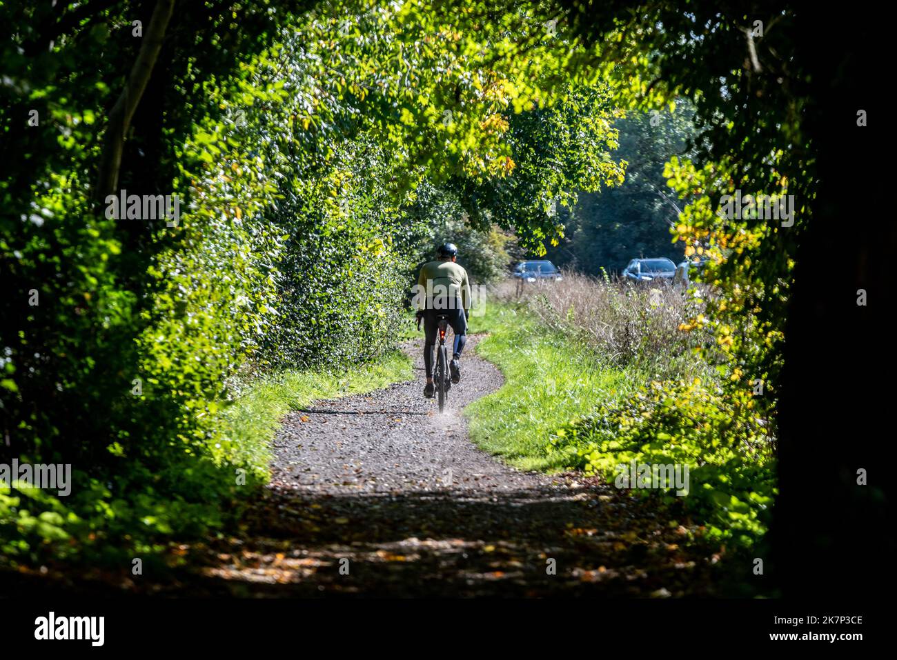 Steyning, October 11th 2022: The Downs Link cycle trail Stock Photo - Alamy