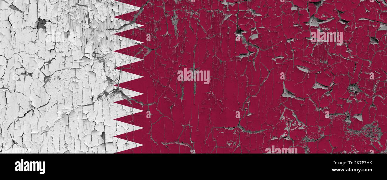 3D Flag of Qatar on an old stone wall background Stock Photo - Alamy