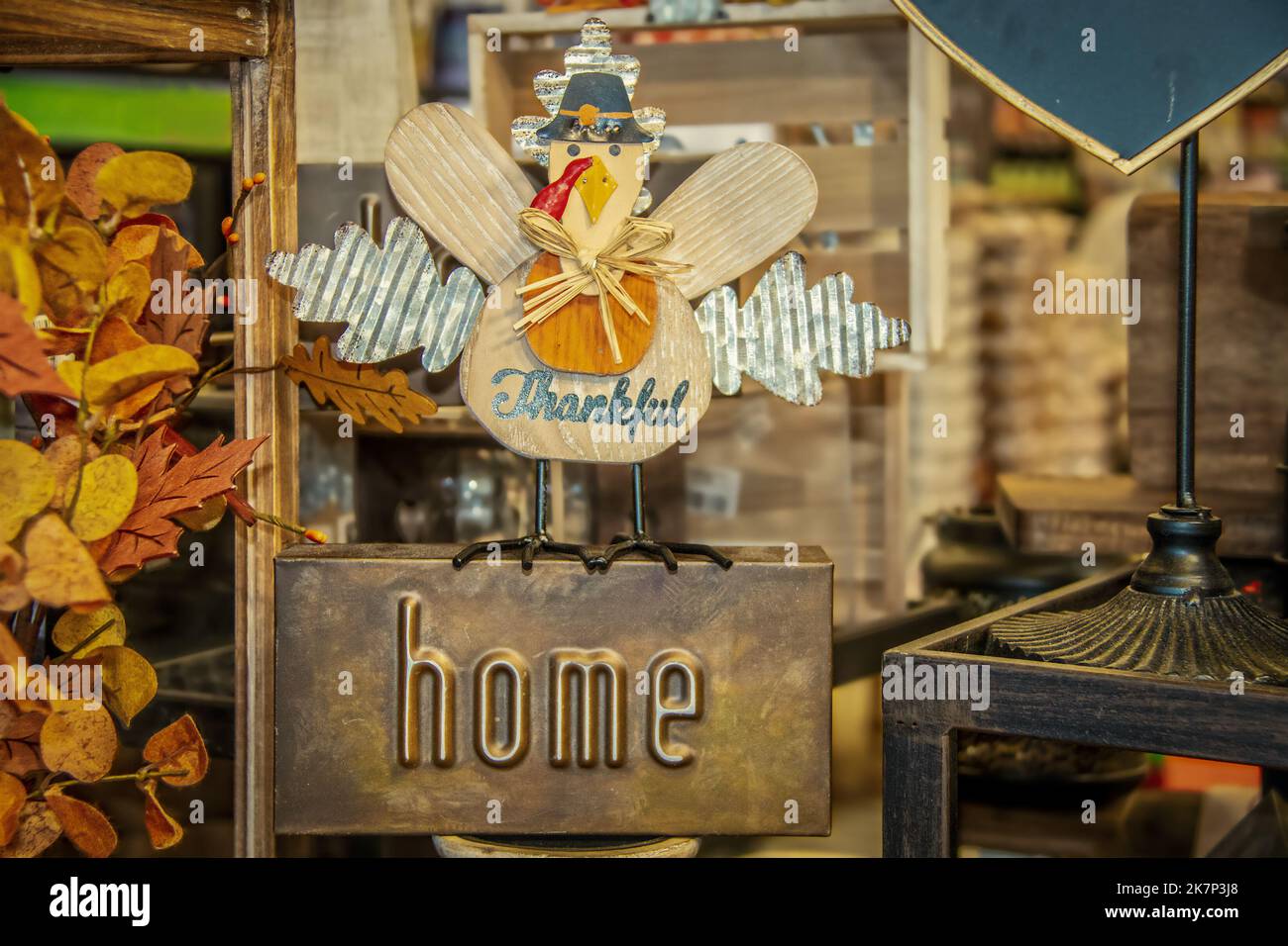 Rustic Thanksgiving background - Turkey of wood and corrugated metal ...