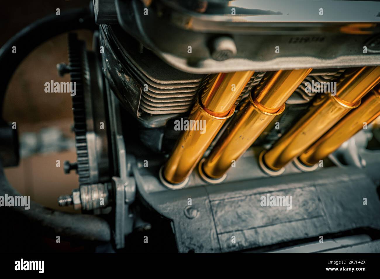 Copper pipes on engine assembly Stock Photo - Alamy