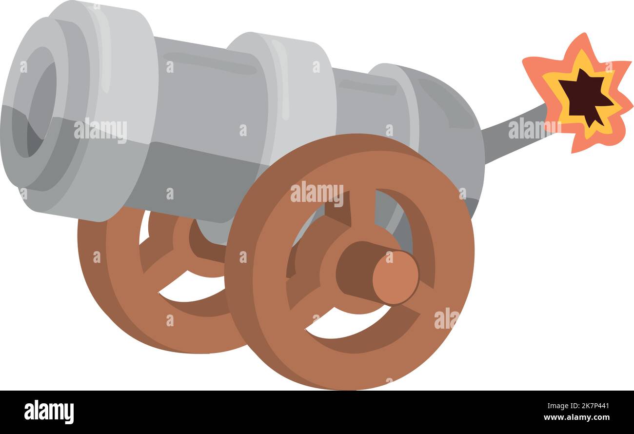 Cannon cartoon icon. Shooting artillery retro weapon Stock Vector Image ...
