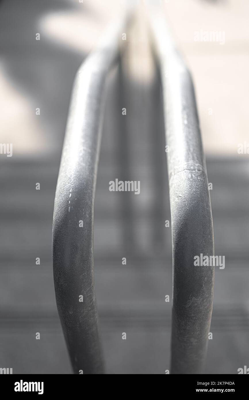 Close-up of a Metal Handrail Stock Photo - Alamy