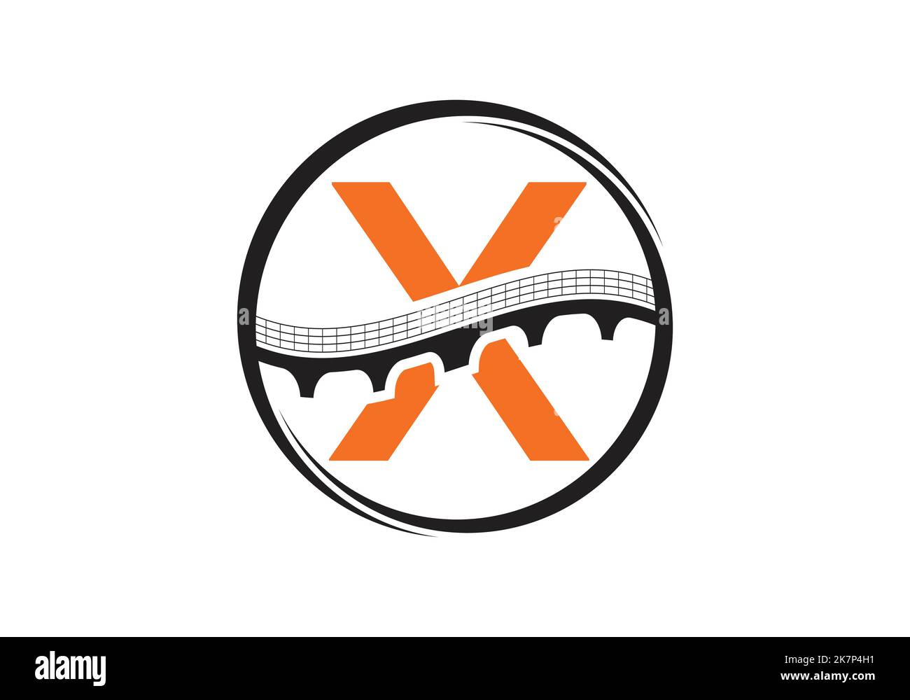 Initial X monogram letter alphabet with bridge sign. Abstract bridge ...