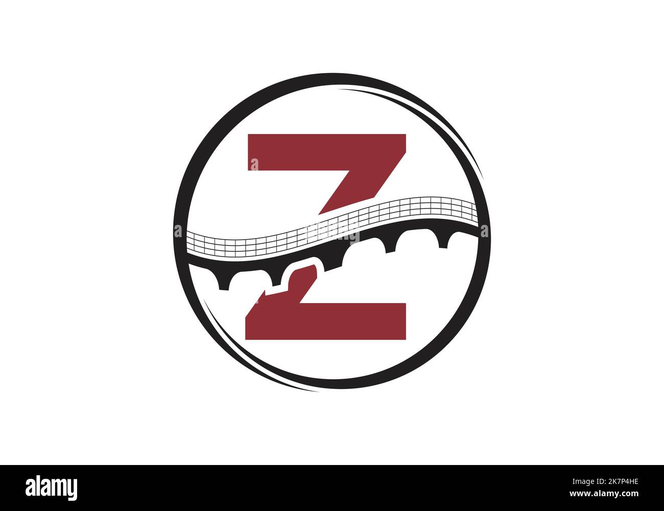 Initial Z monogram letter alphabet with bridge sign. Abstract bridge ...