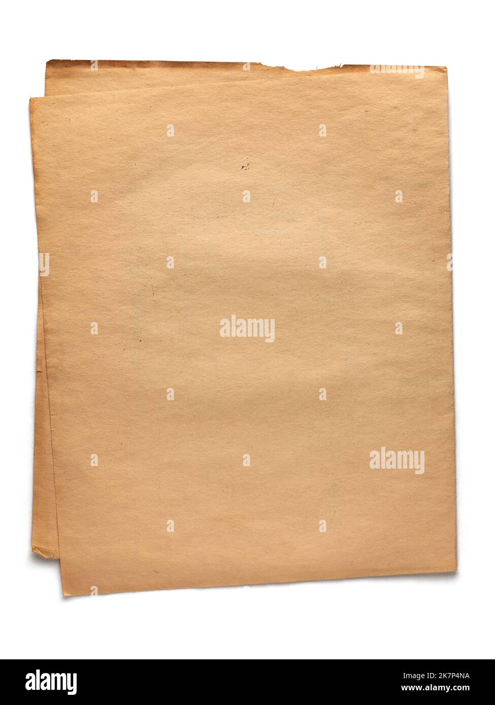 old grunge folded paper background, blank vintage discolored paper ...