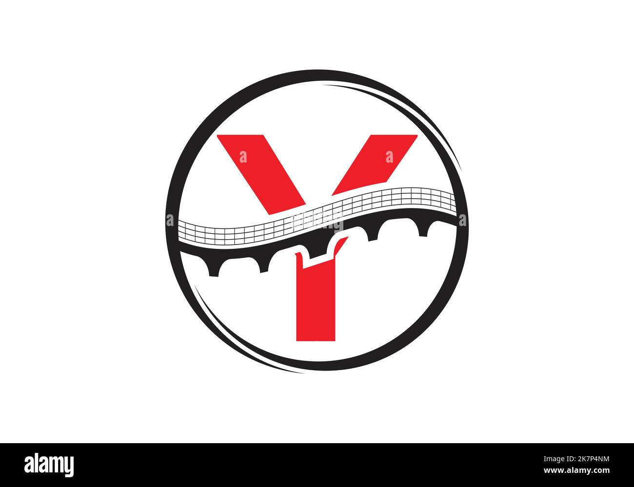 Initial Y monogram letter alphabet with bridge sign. Abstract bridge ...