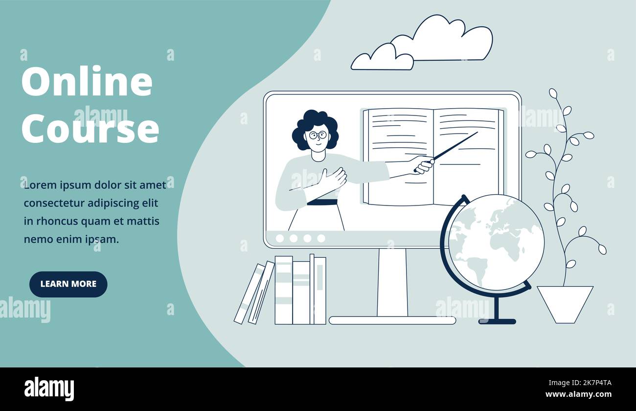 Online course webpage layout. Educational landing page Stock Vector ...