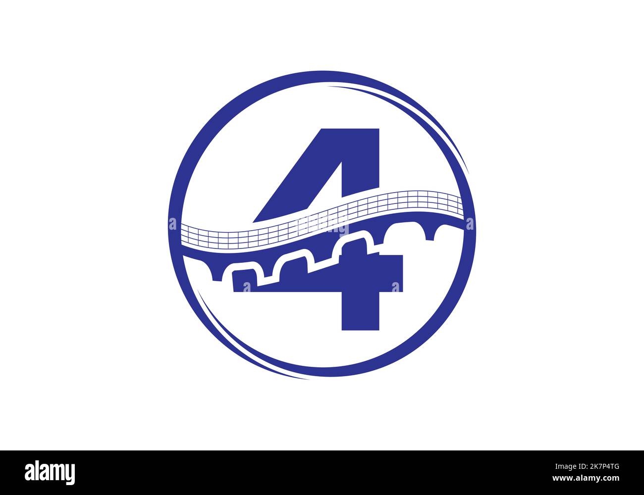 Initial 4 monogram letter alphabet with bridge sign. Abstract bridge ...