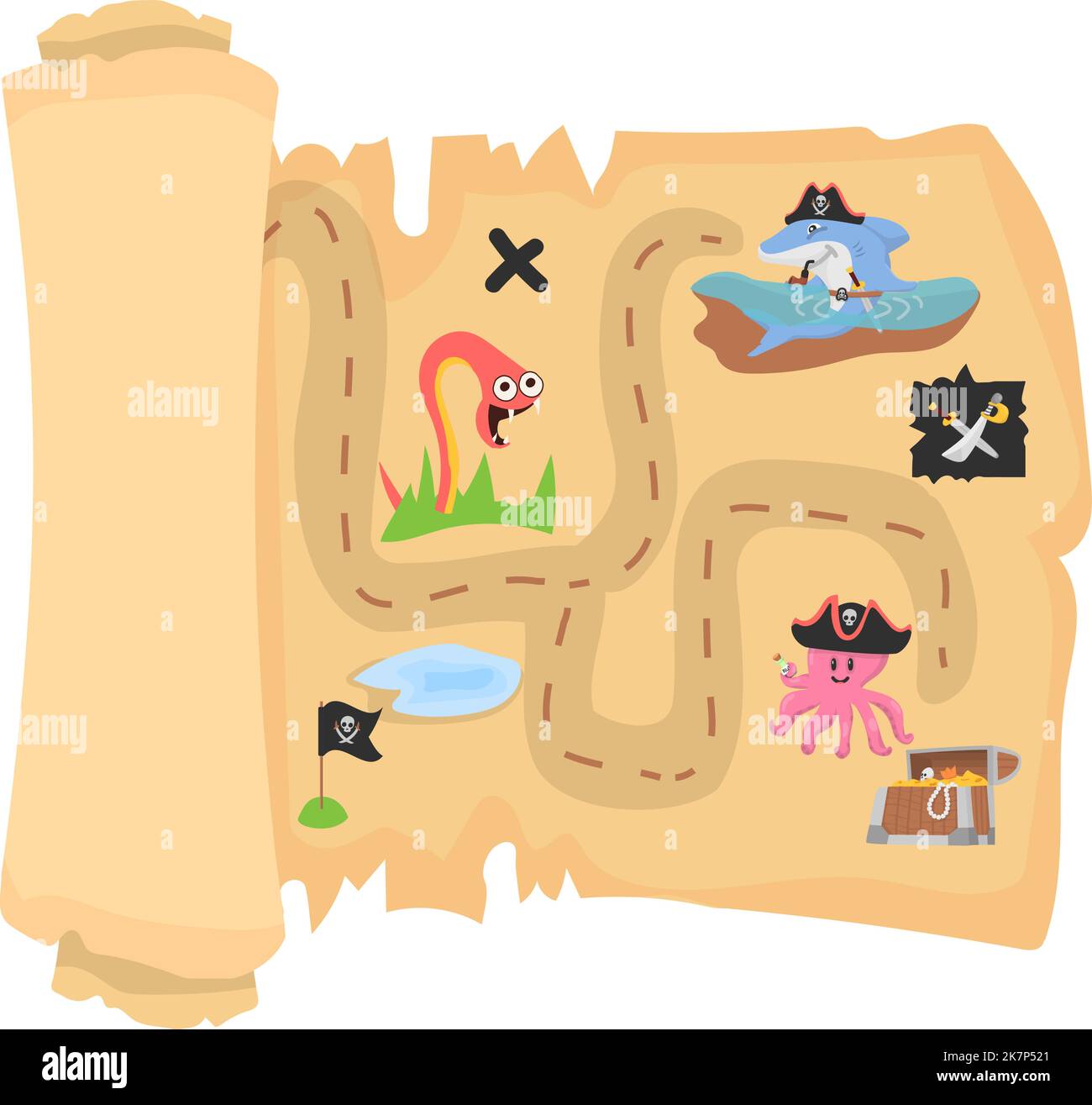 Drawing treasure island map hi-res stock photography and images - Alamy