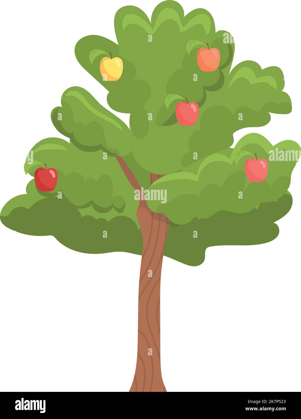 Apple tree with hanging fruits. Cartoon garden plant Stock Vector Image ...
