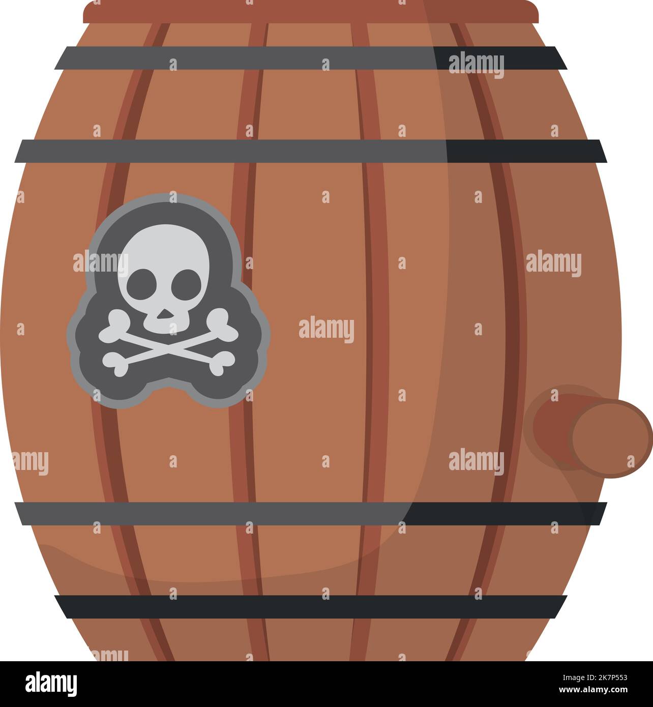 Pirate cask icon. Cartoon wooden barrel with alcohol drink Stock Vector ...