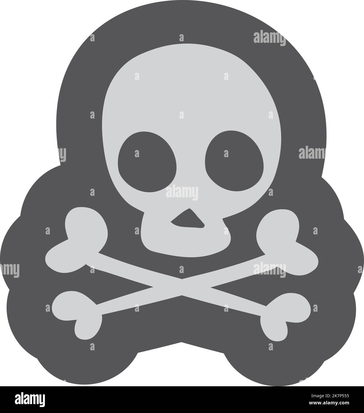 Skull with crossbones sticker. Death black icon. Poison sign Stock ...