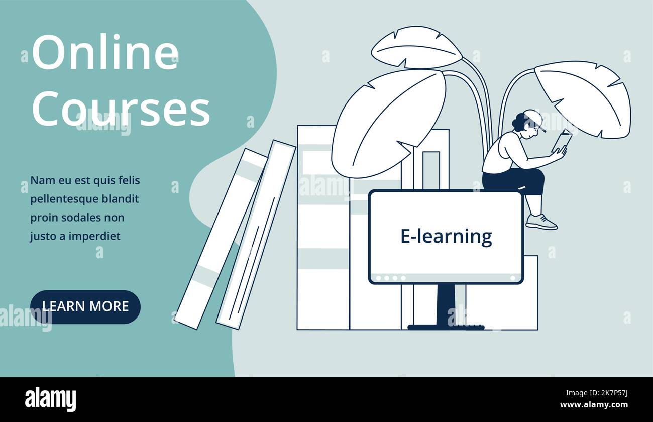 Online courses landing page. Website promo layout Stock Vector Image ...