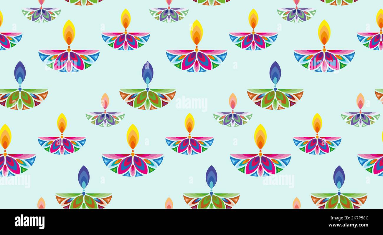 Seamless Diwali Festival of Lights India Celebration colorful pattern ...