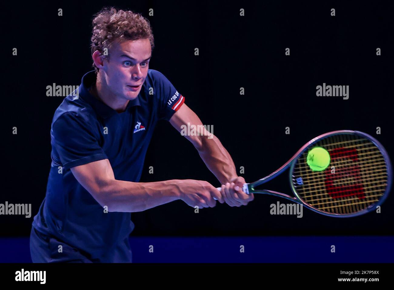 French Luca Van Assche pictured in action during the men's singles ...