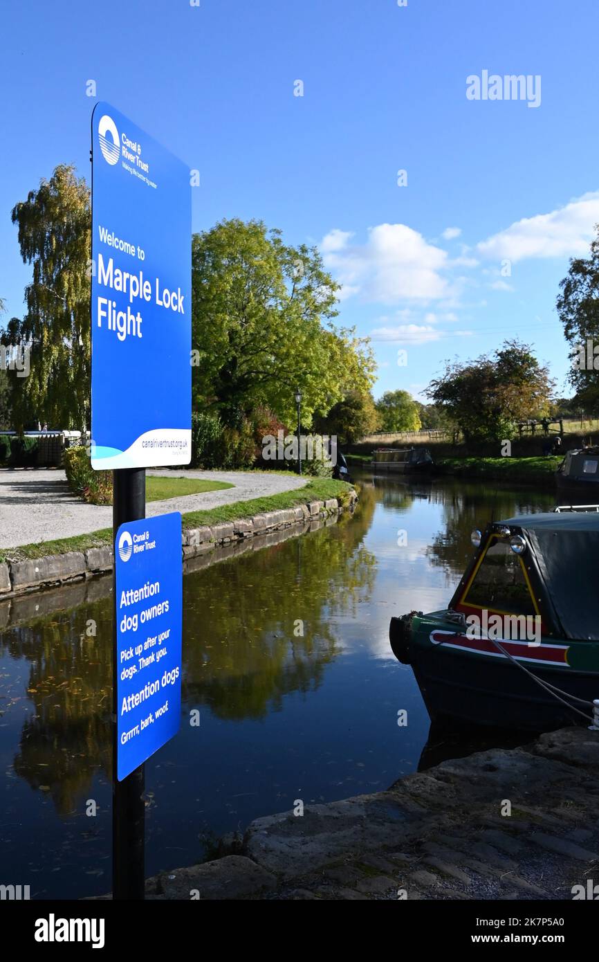 End of the Peak Forest Canal and beginning of the Marple Lock Flight ...