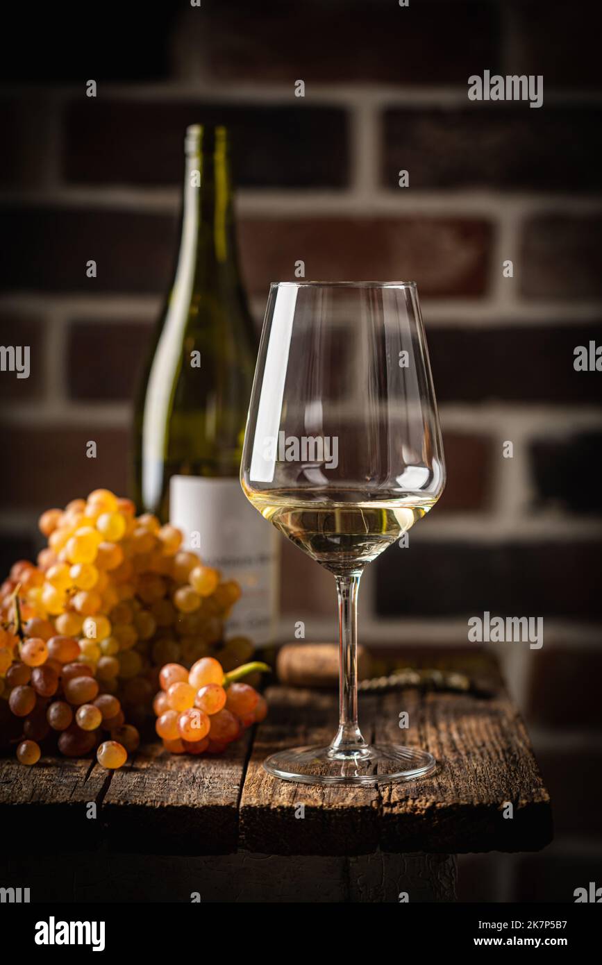 White wine in a glass Stock Photo - Alamy