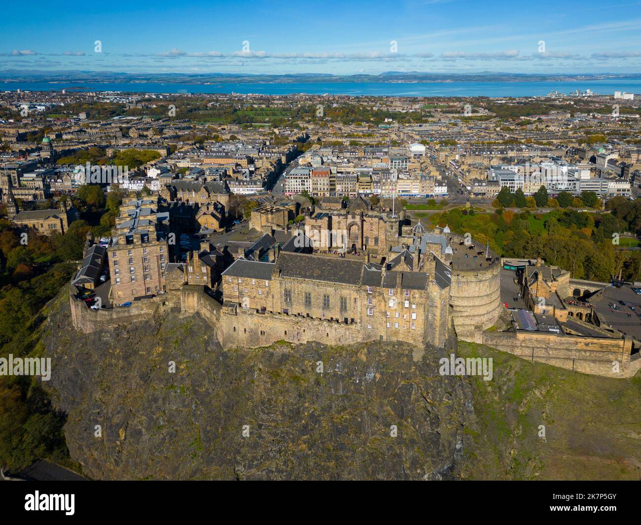 Aerial view of Edinburgh Castle UNESCO World Heritage site in Edinburgh ...