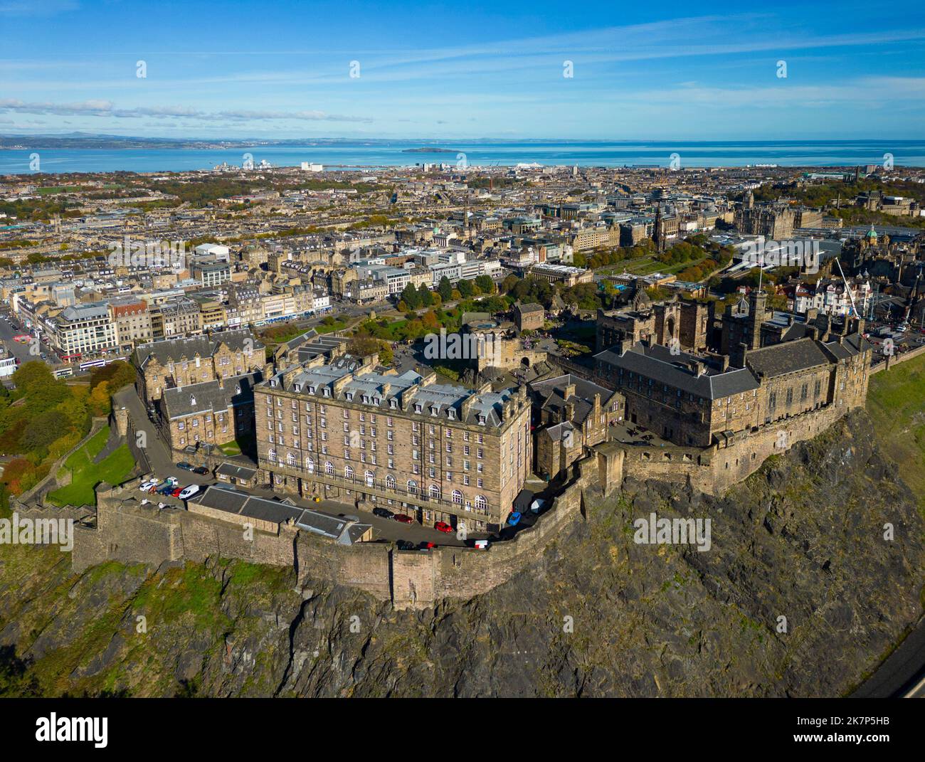 Aerial view of Edinburgh Castle UNESCO World Heritage site in Edinburgh ...