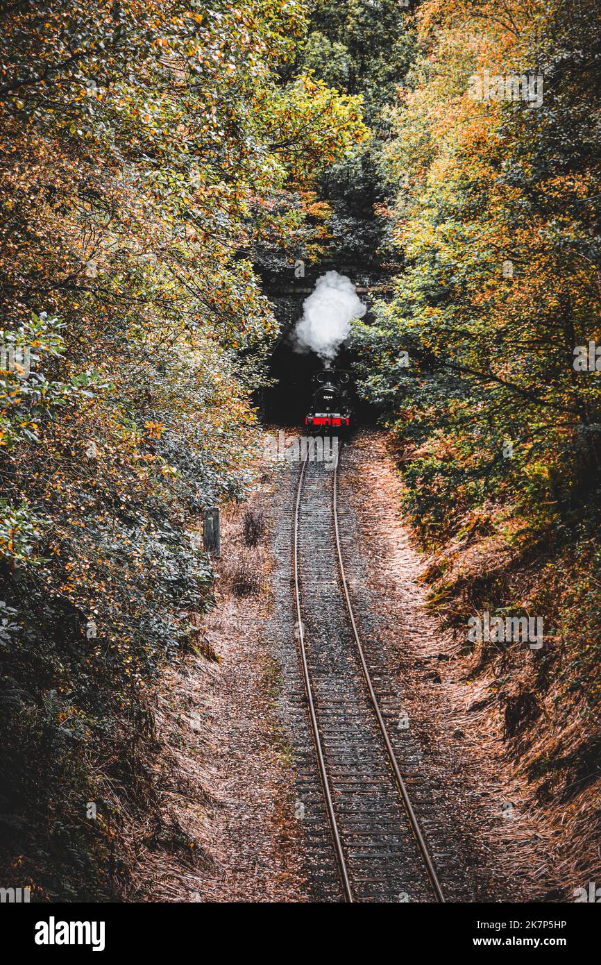 Red and yellow steam locomotive hi-res stock photography and images - Alamy