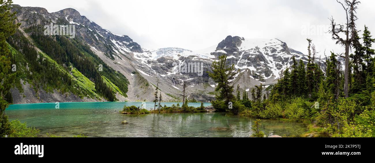 Photograph of Upper Joffre Lake and Matier Glacier on an overcast ...