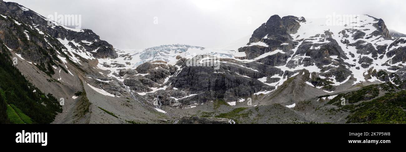 Photograph of Upper Joffre Lake and Matier Glacier on an overcast ...
