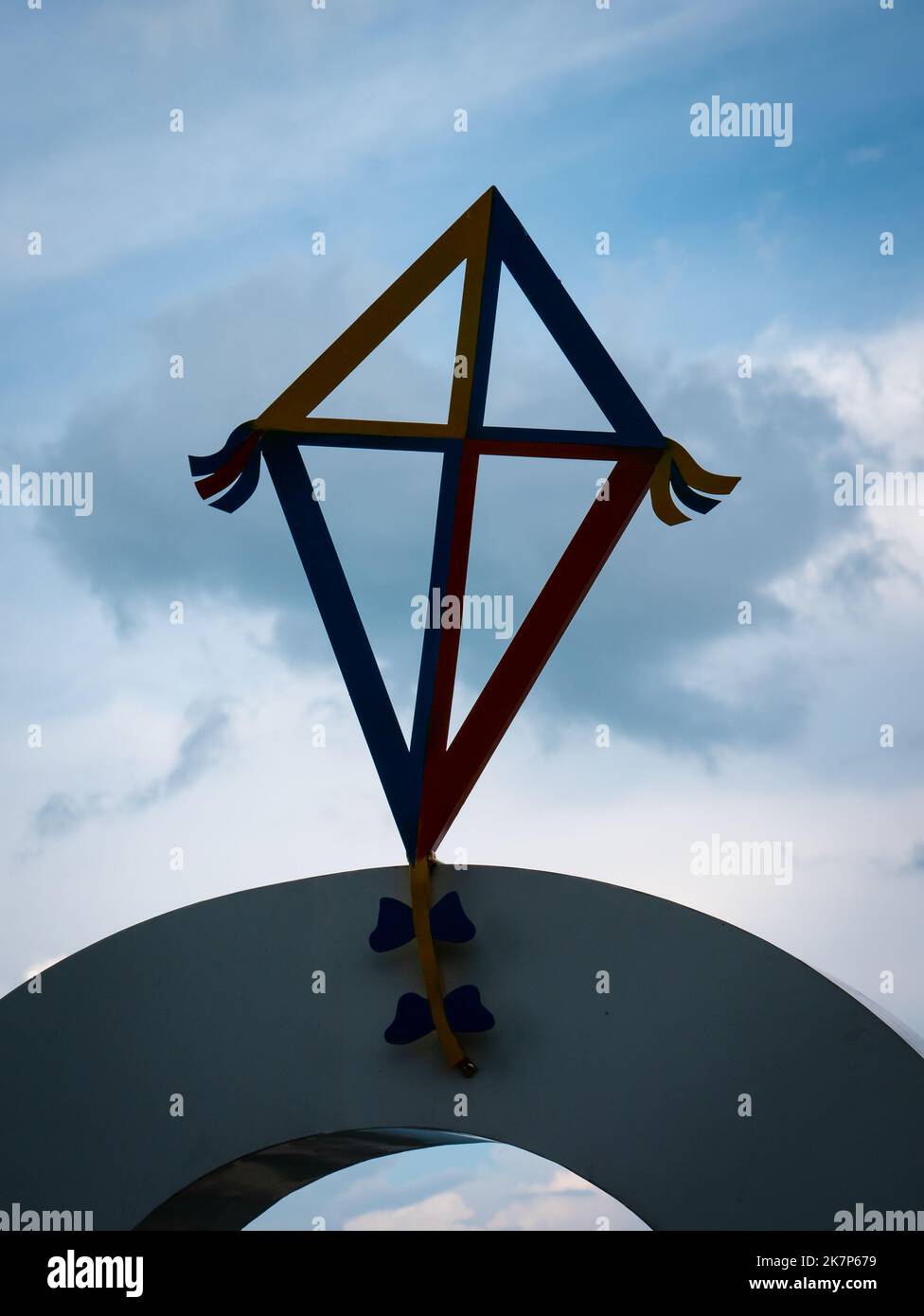 Huge Kite Attached to a Town Sign with Sky Background Stock Photo - Alamy