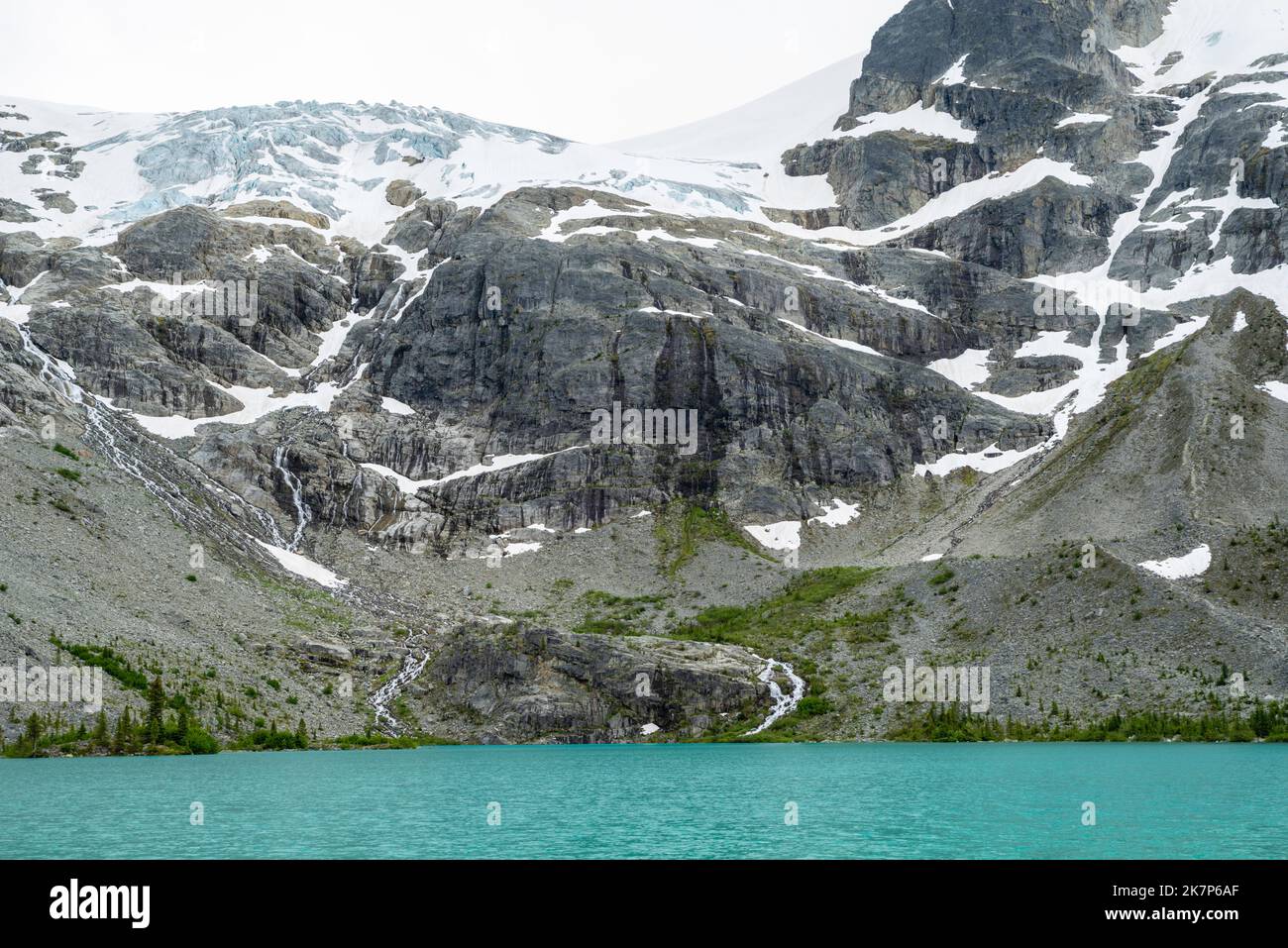 Photograph of Upper Joffre Lake and Matier Glacier on an overcast ...