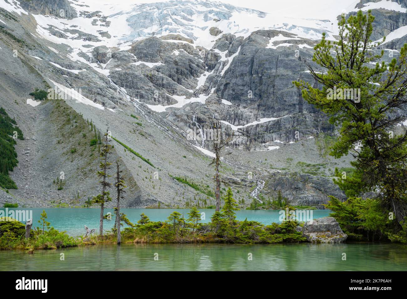 Photograph of Upper Joffre Lake and Matier Glacier on an overcast ...