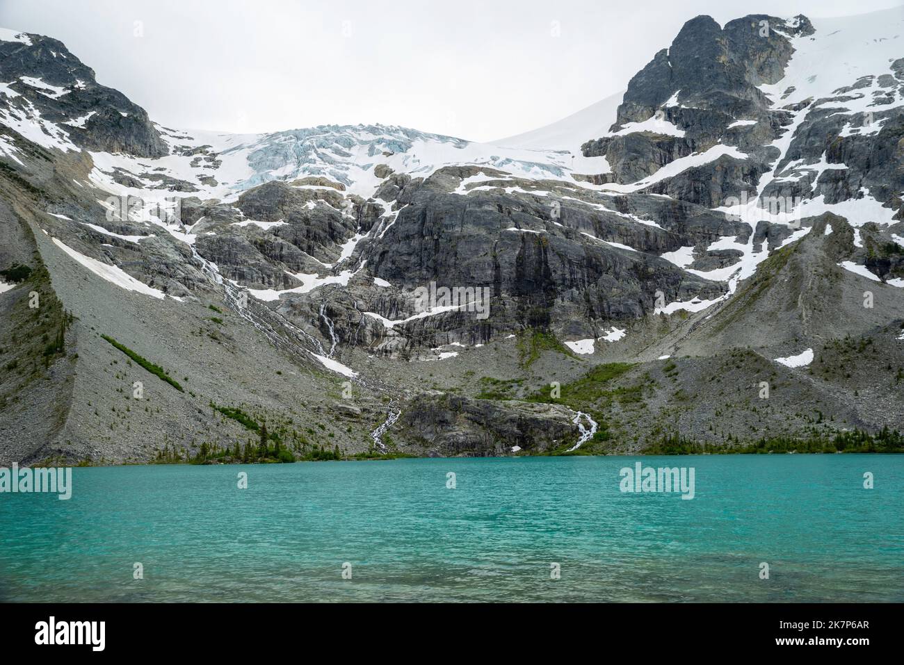 Photograph of Upper Joffre Lake and Matier Glacier on an overcast ...