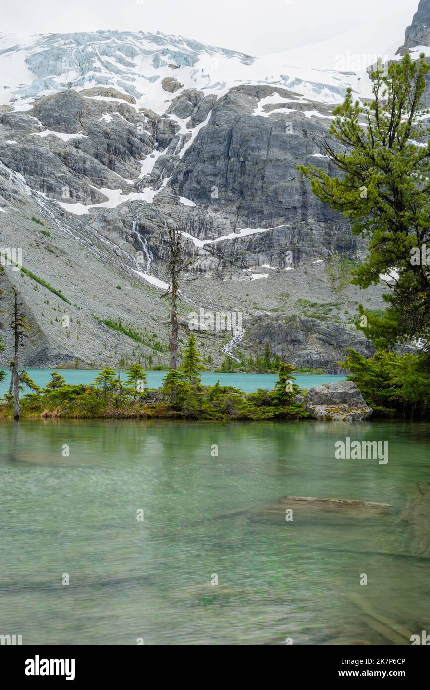 Photograph of Upper Joffre Lake and Matier Glacier on an overcast ...