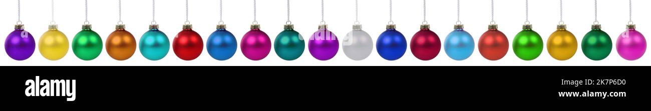 Collection of christmas balls colorful decoration many banner in a row ...