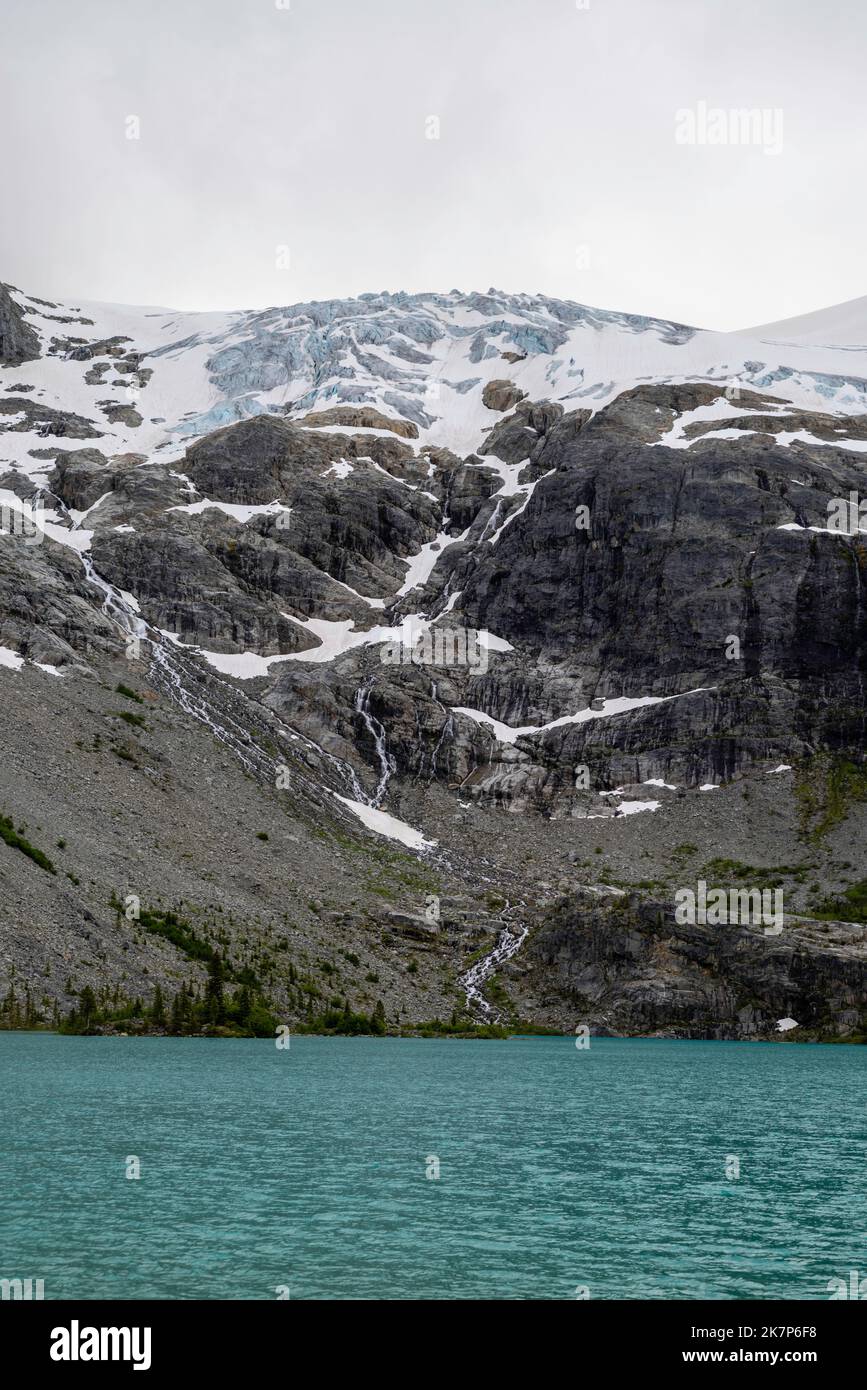 Photograph of Upper Joffre Lake and Matier Glacier on an overcast ...