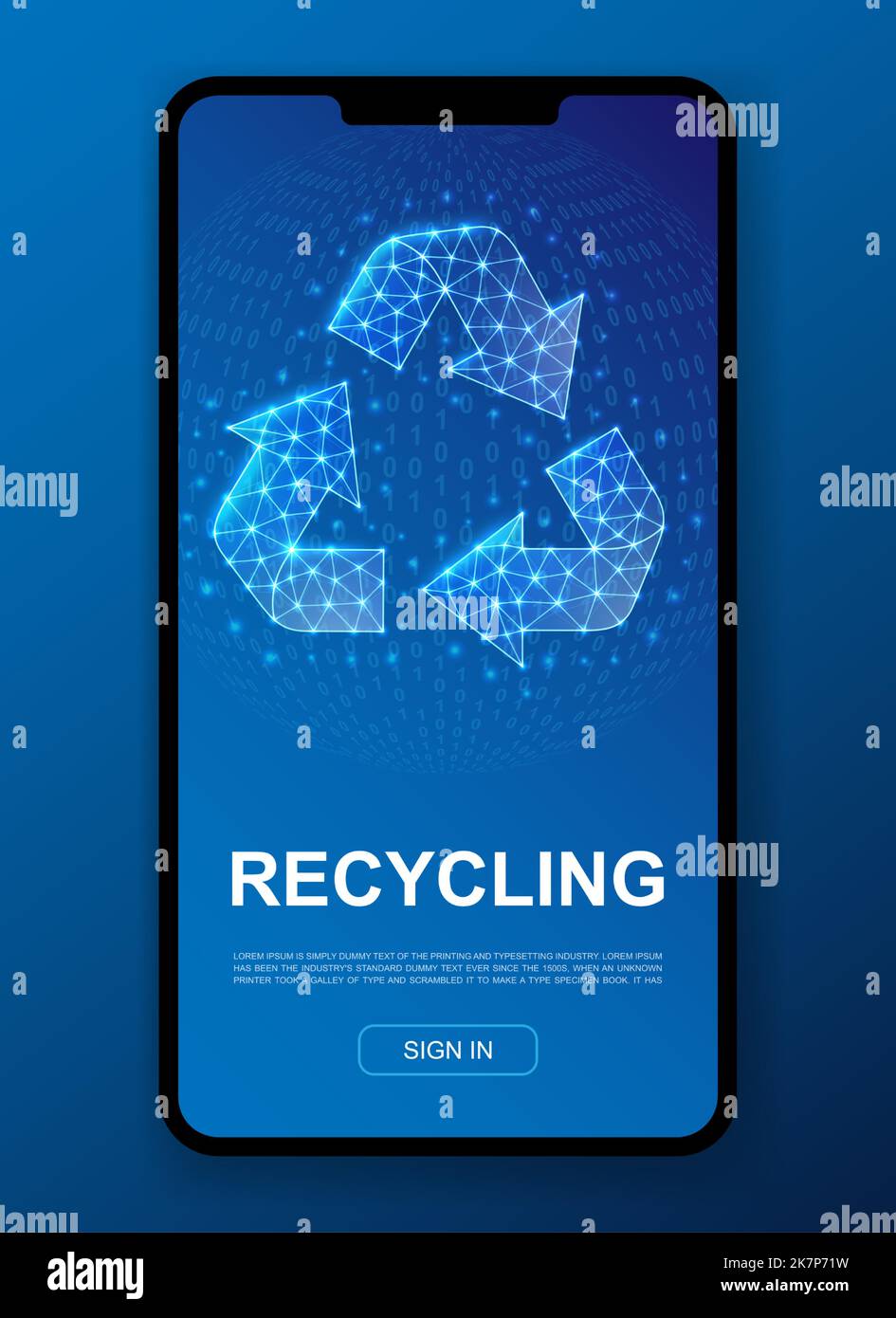 Recycle 3d polygonal symbol for UI, UX design template. Low poly Waste ...