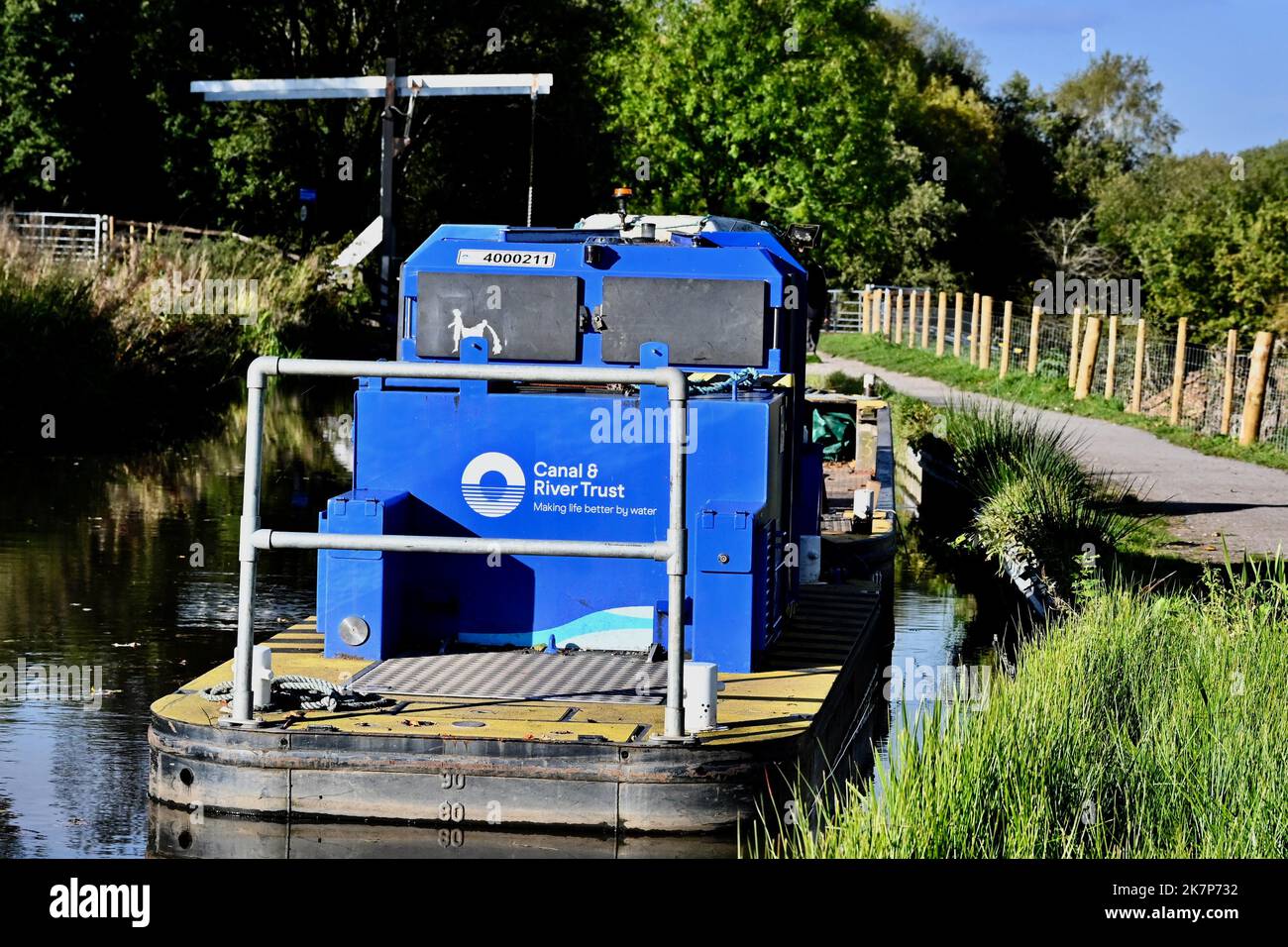 A tug for pulling narrowboats on the Peak Forest Canal Stock Photo - Alamy