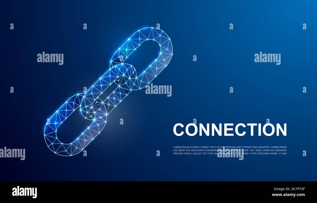 Chain 3d polygonal symbol for website template. Low poly Blockchain illustration for advertising ...