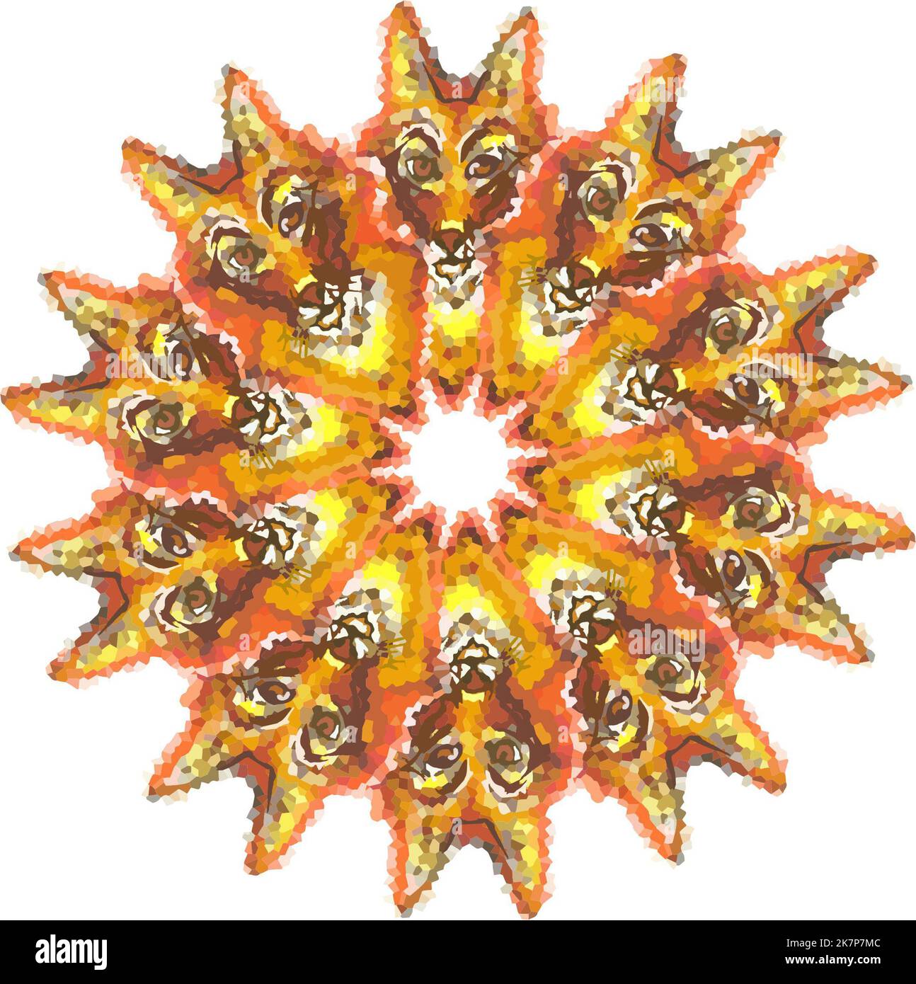 The head of a red wolf or fox with a crystalline effect in the form of ...