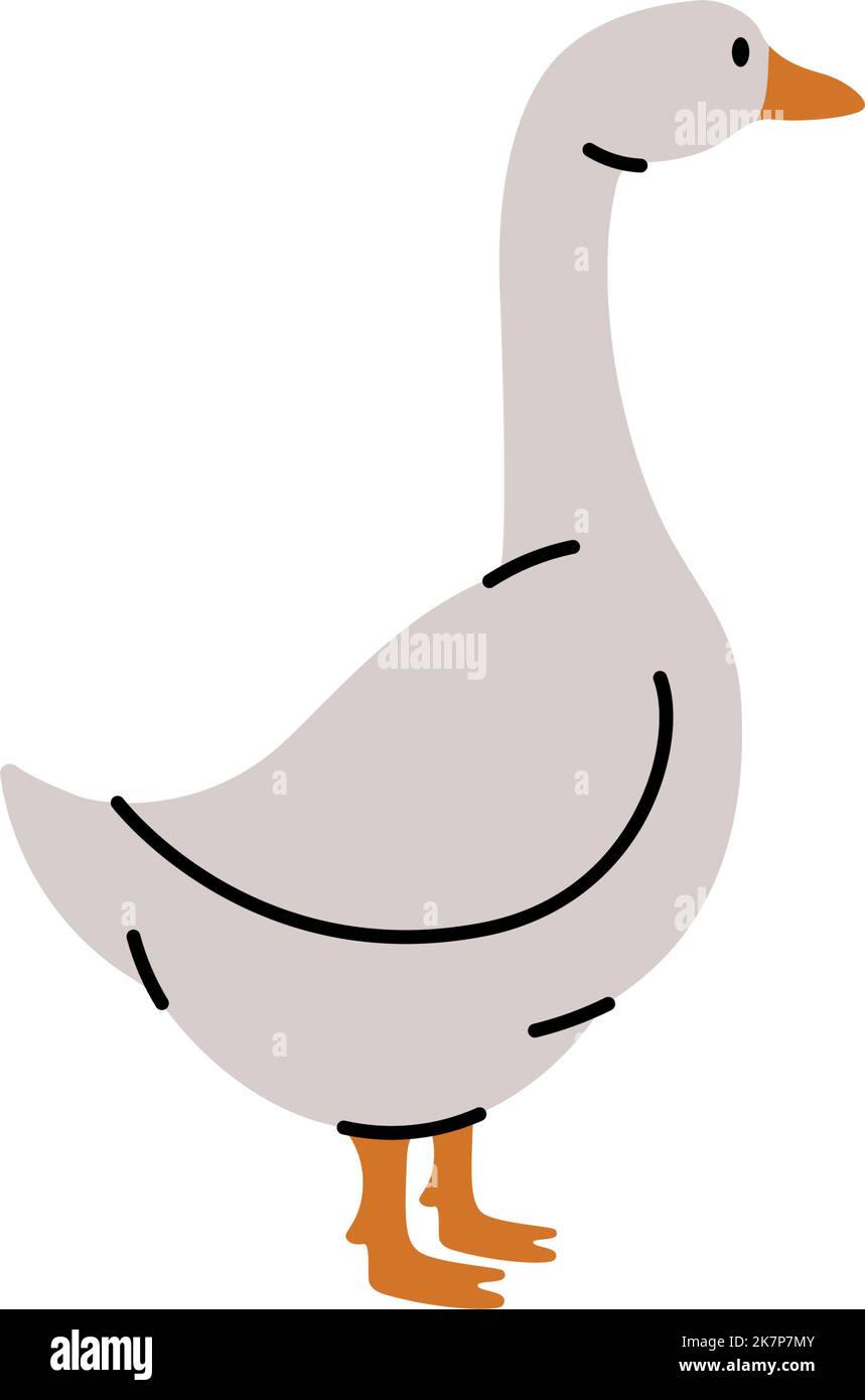 Goose hand drawn silhouette. Goose symbol. Farm bird isolated on white ...