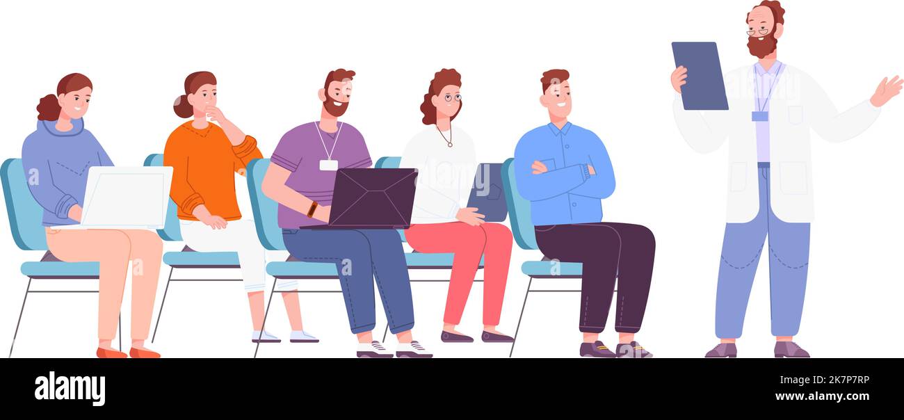 Medical seminar. Doctor speaks for audience. Scientific conference ...