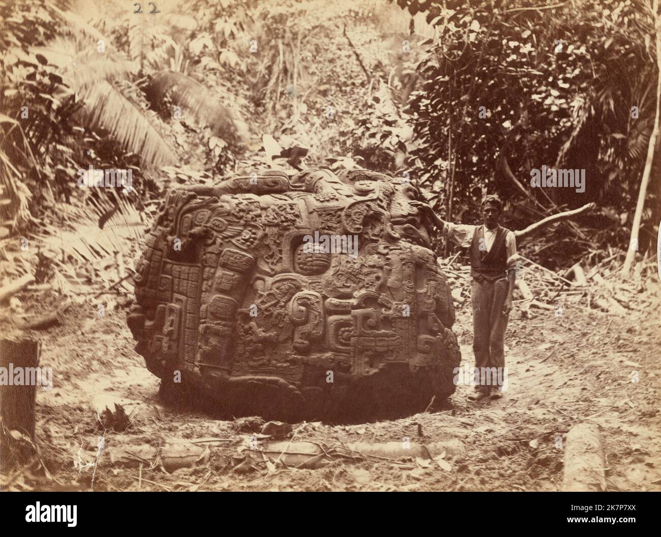 Black and white photograph (ca 1880-1899) of the Great Turtle stone ...